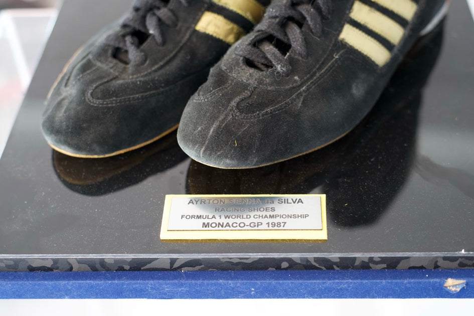 1987 Ayrton Senna Monaco GP signed race used shoes – Formula 1 Memorabilia