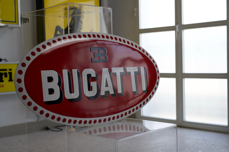 1980s Bugatti dealercast iron relief sign – Formula 1 Memorabilia