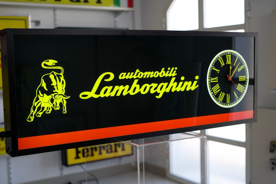 2000s Lamborghini dealer illuminated sign and clock – Formula 1 Memorabilia