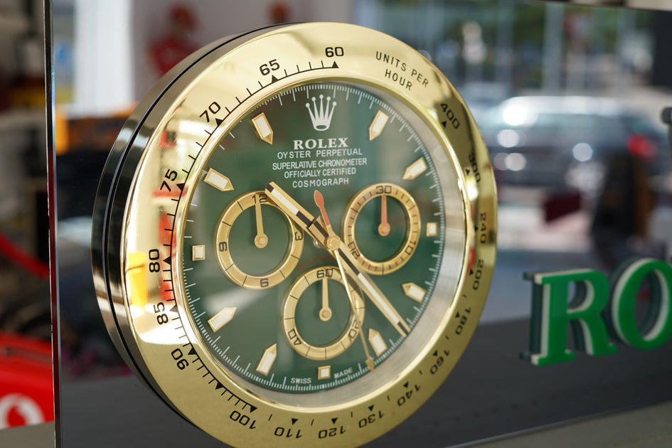 2000s Rolex Dealer Display Sign with Mirror Finish Chronograph Clock ...