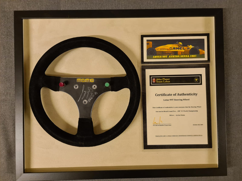 1987 Ayrton Senna Brazil GP steering wheel signed – Formula 1 Memorabilia