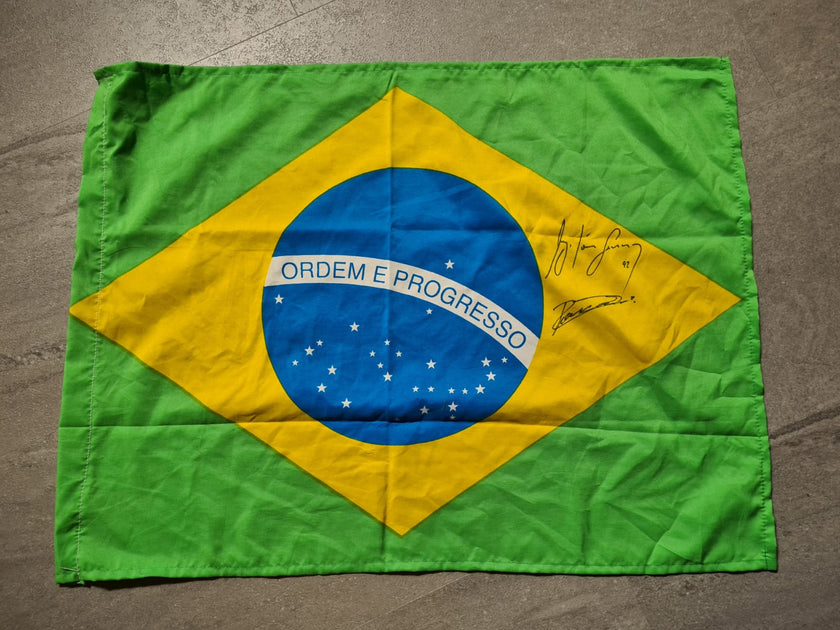 1992 Brazil flag signed by Ayrton Senna and Ron Dennis – Formula 1 ...