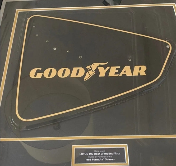 1985 Ayrton Senna Lotus 97T rear wing end plates – Formula 1 Memorabilia