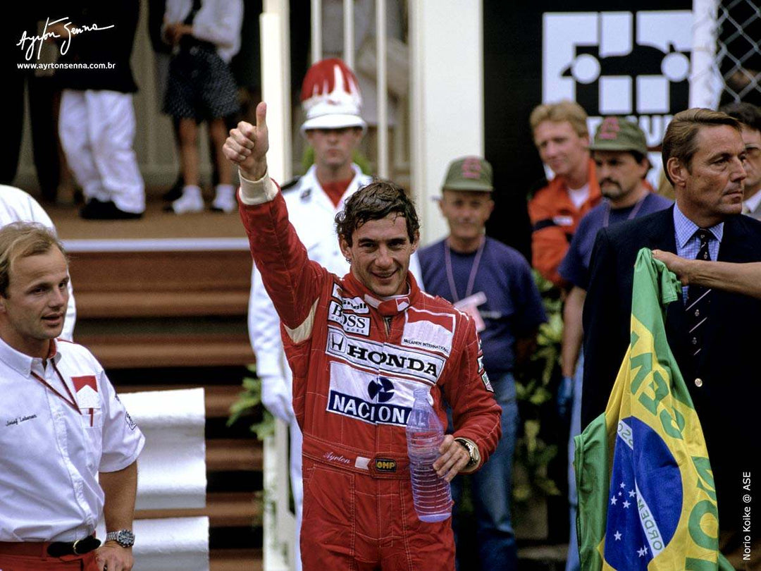 1991 Ayrton Senna podium flag Monaco Grand Prix – Formula 1 Memorabilia