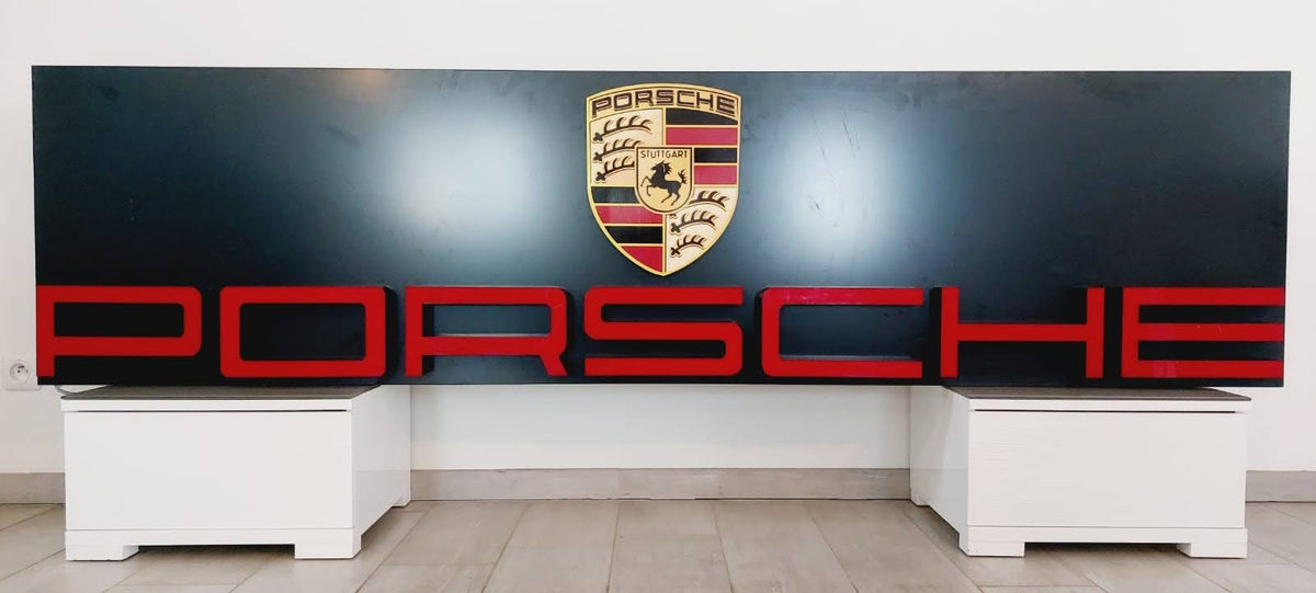 Porsche dealership Very Large illuminated sign – Formula 1 Memorabilia